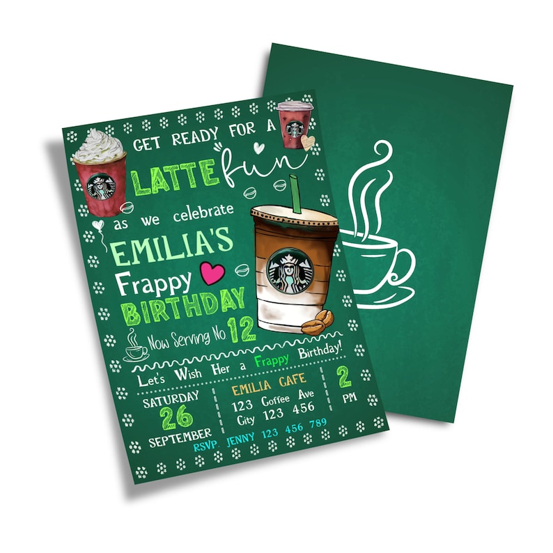 Coffee Invitation Card Digital Download Printable Cafe Birthday Party ...