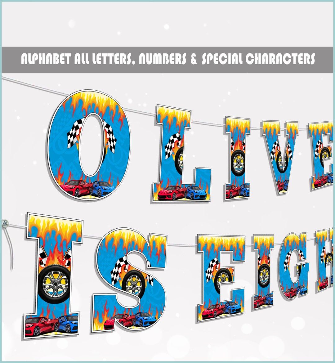 Race Car Alphabet PNG Race Car Birthday Banner Race Car Letter Garland ...