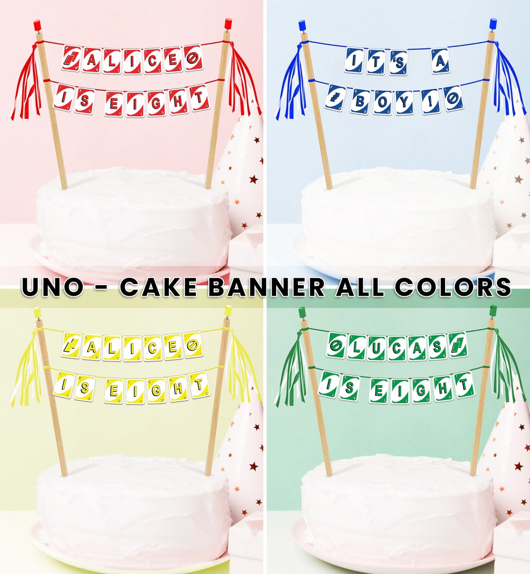 UNO Cake Topper All Colors Uno Cake Banner Uno Cake - Etsy