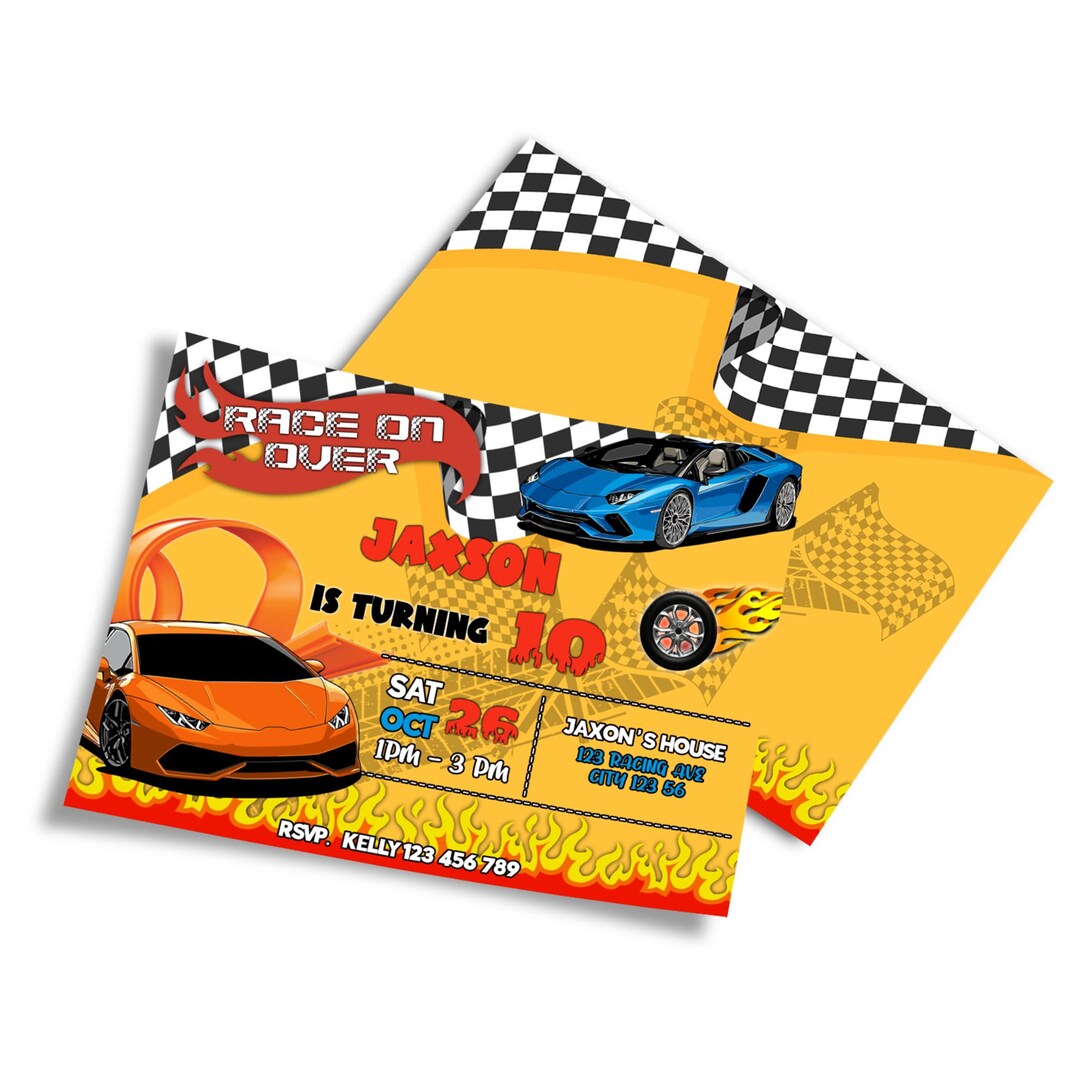 DIY Racing Car Birthday Invitation | Race Car Party Invitation | Slot ...