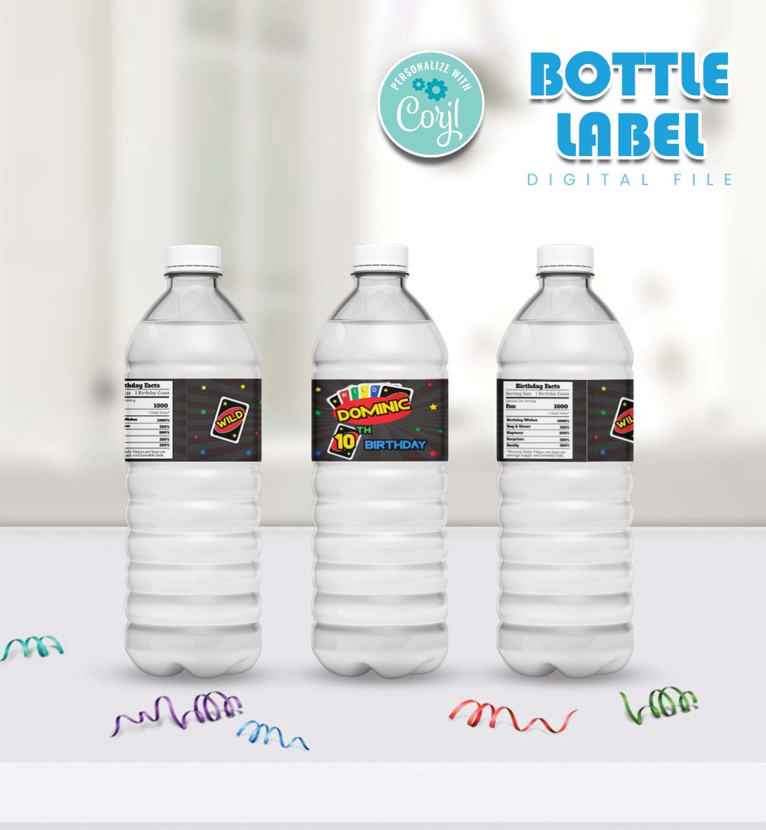 Printable Uno Water Bottle Label Uno Bottle Wrapper Uno - Etsy