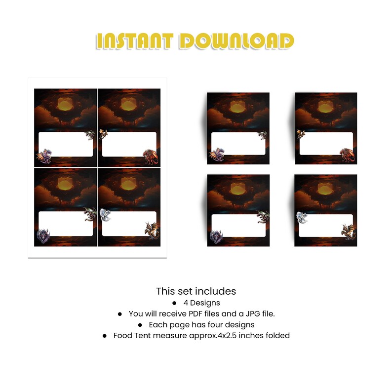 Printable Dragon Food Label | Birthday Party Decoration (instant ...