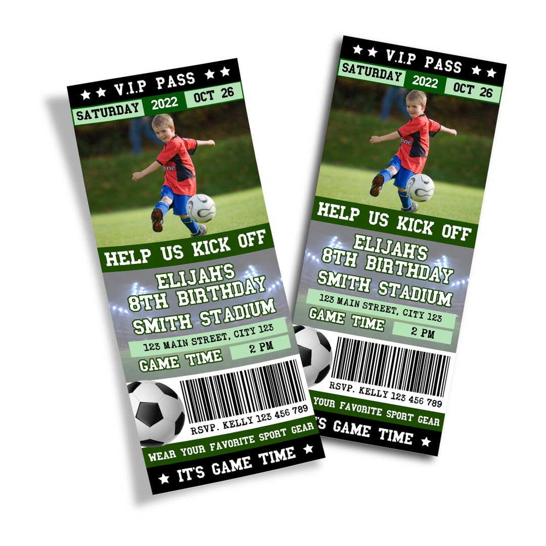 Printable Soccer Ticket Invitation Photo | Soccer Birthday Party Game ...
