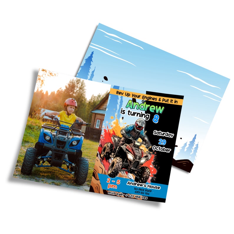 Quad Bike Birthday Invitation | ATV Extreme Ride (editable Corjl ...