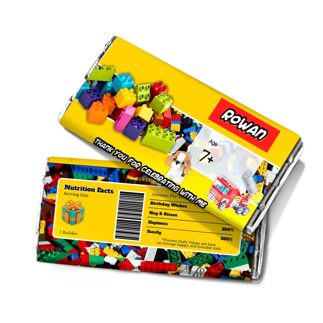 Printable Building Blocks Chocolate Label Bricks Chocolate Wrapper ...