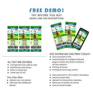 Printable Golf Ticket Invitation | Mini Golf Invitation | Miniature ...