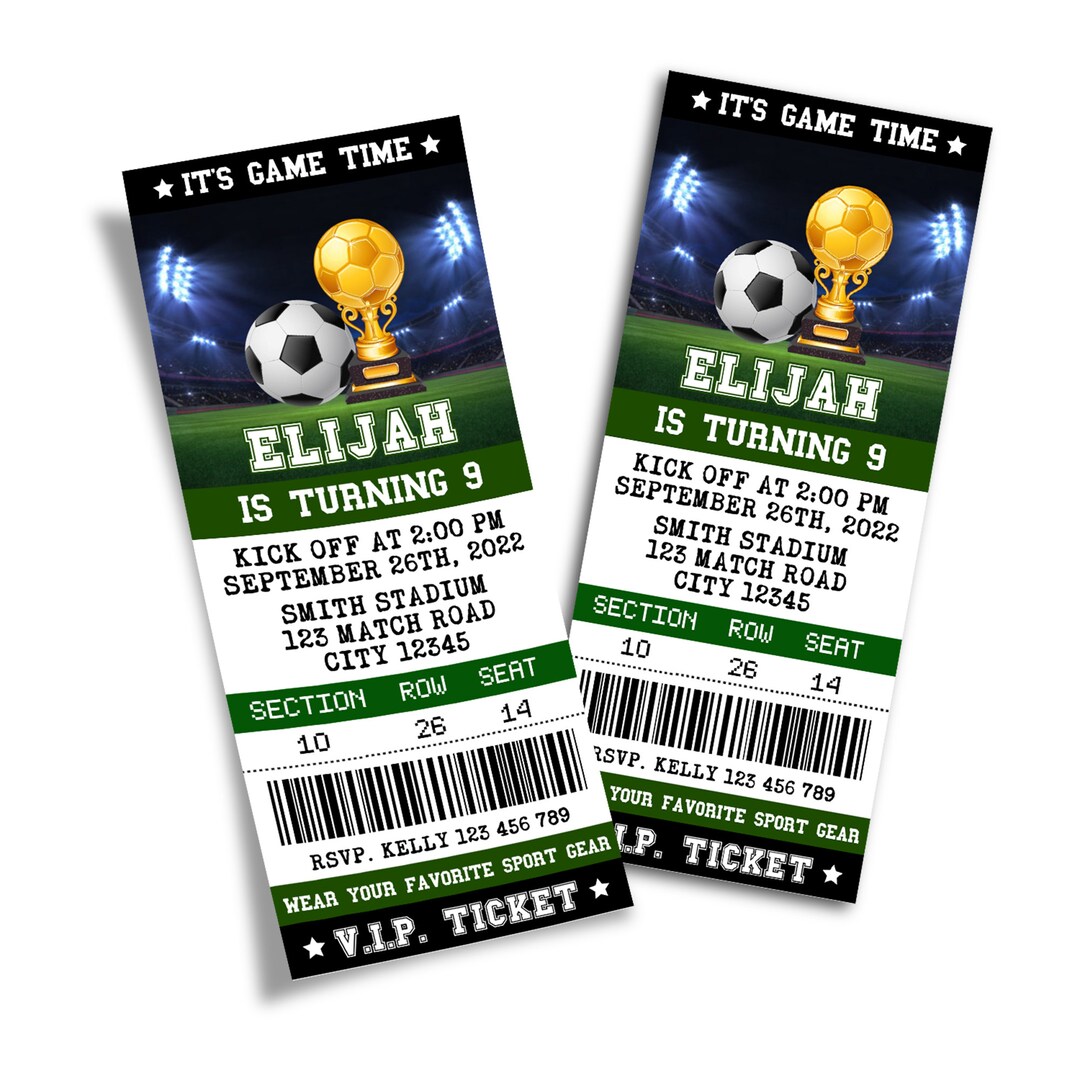 Soccer Birthday Invitation Soccer Ticket Invitation Birthday Party ...