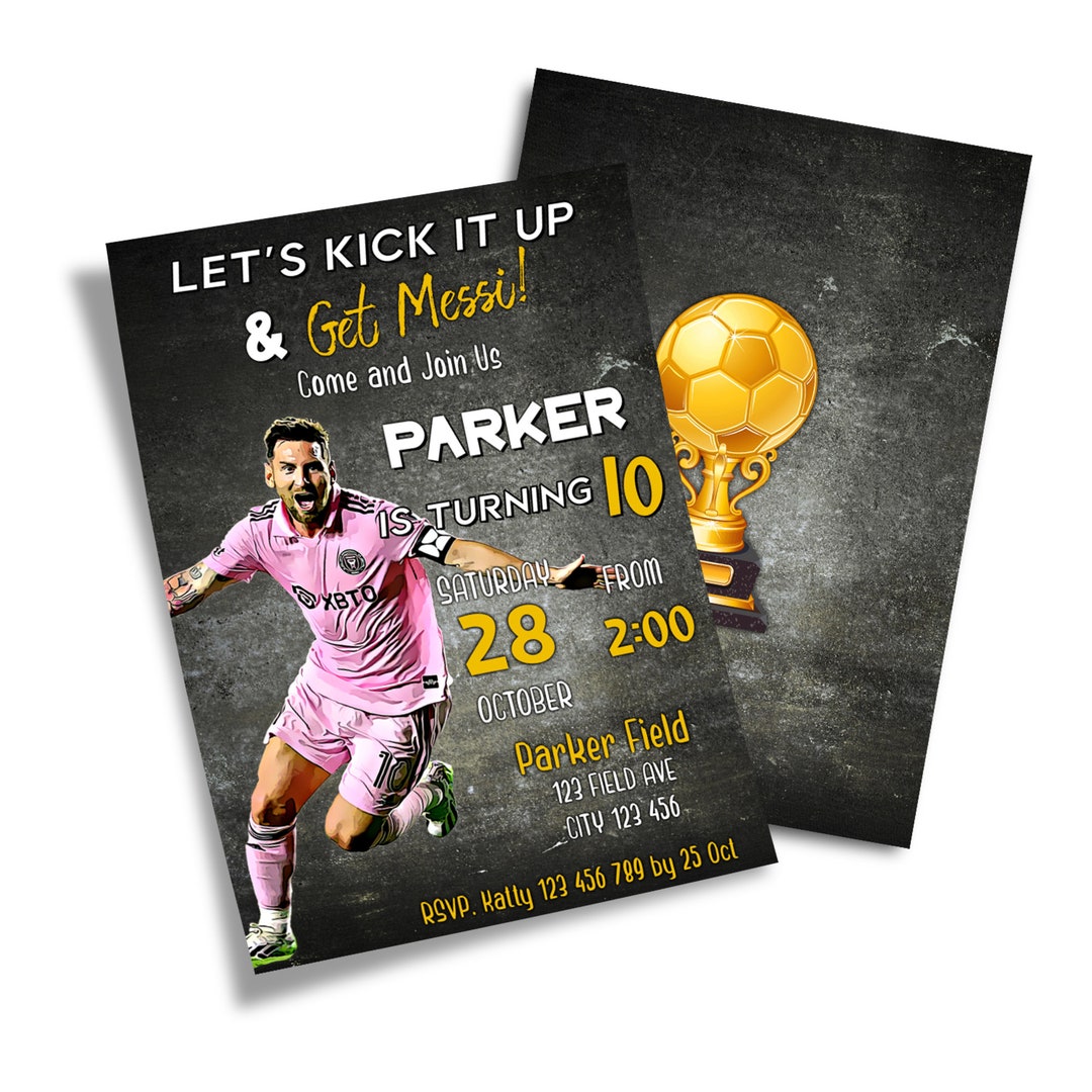 Messi Invitation Soccer Birthday Invitation Soccer Stars Birthday Sport ...