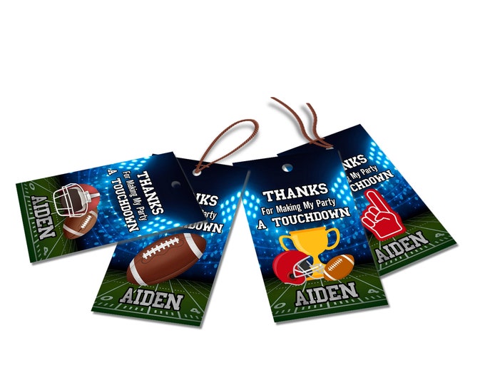 Personalized Football Gift Tags, Football Thank You Tags, Football ...