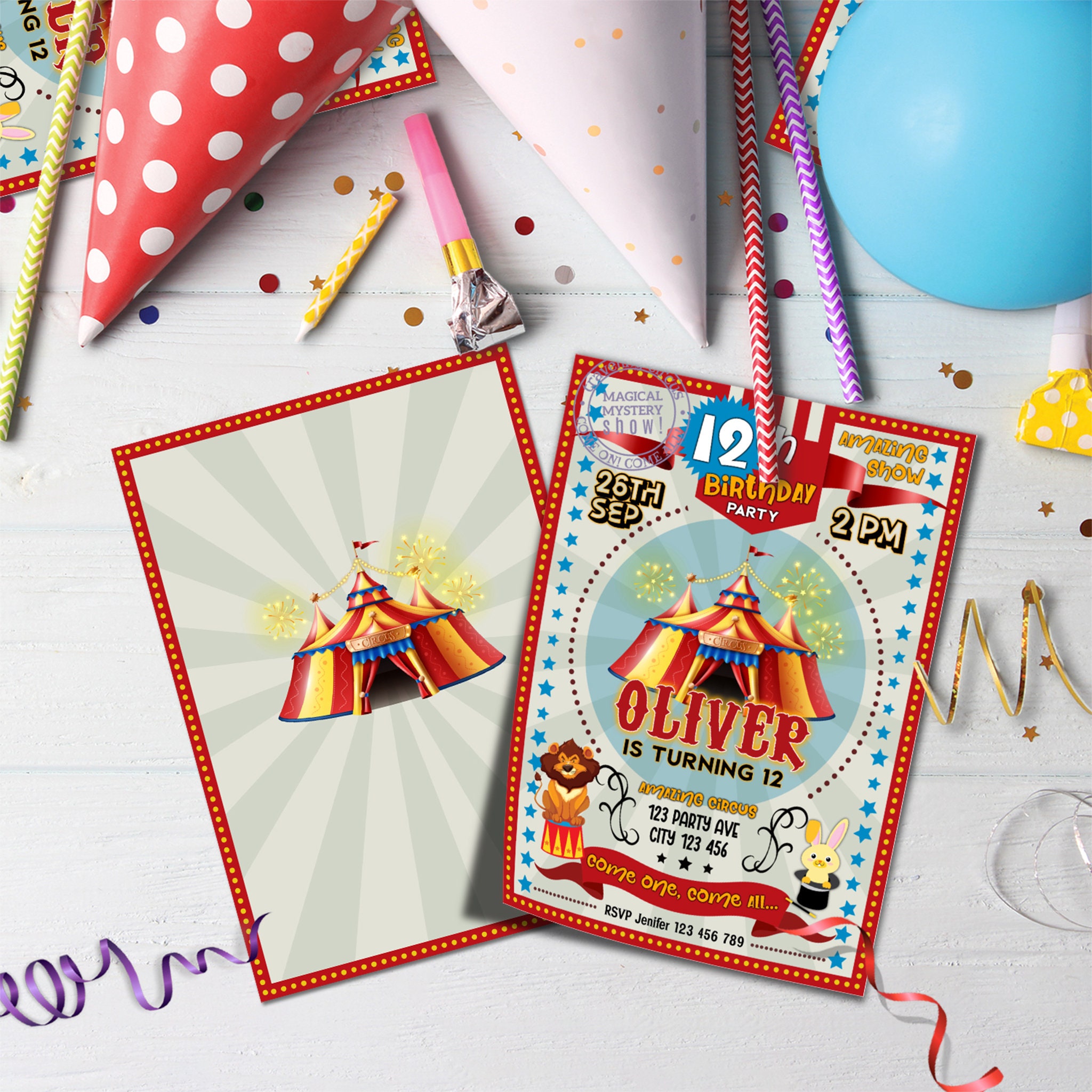 Printable Circus Tent Invitation | Carnival Theme Birthday Invitation ...