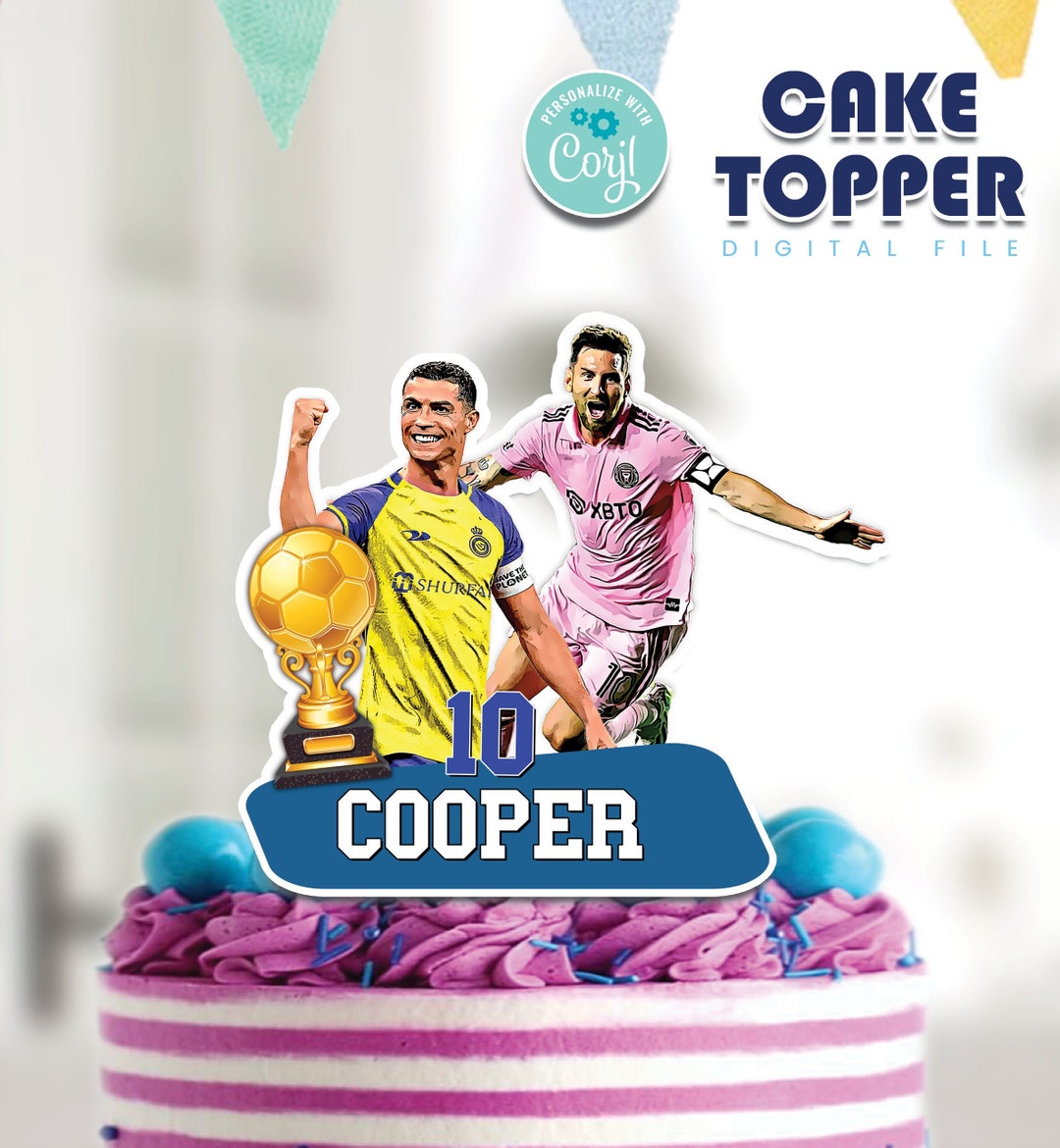 Buy Printable Messi Vs Ronaldo Cake Topper Soccer Star Centerpieces ...