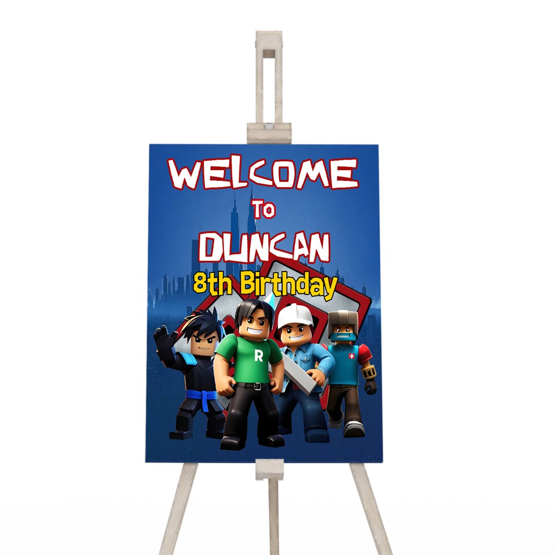 Printable Roblox Birthday Welcome Sign Roblox Birthday Sign Roblox ...