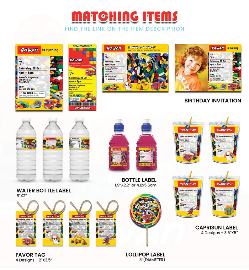 Building Blocks Caprisun Label | Bricks Party, Editable Template ...