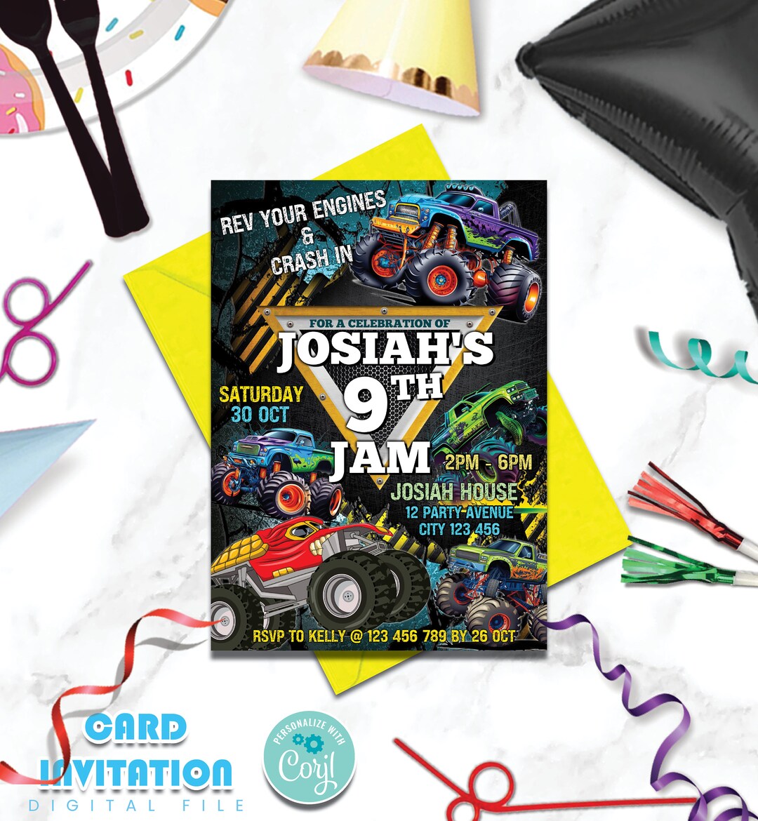 Printable Monster Jam Birthday Invitation Monster Jam - Etsy
