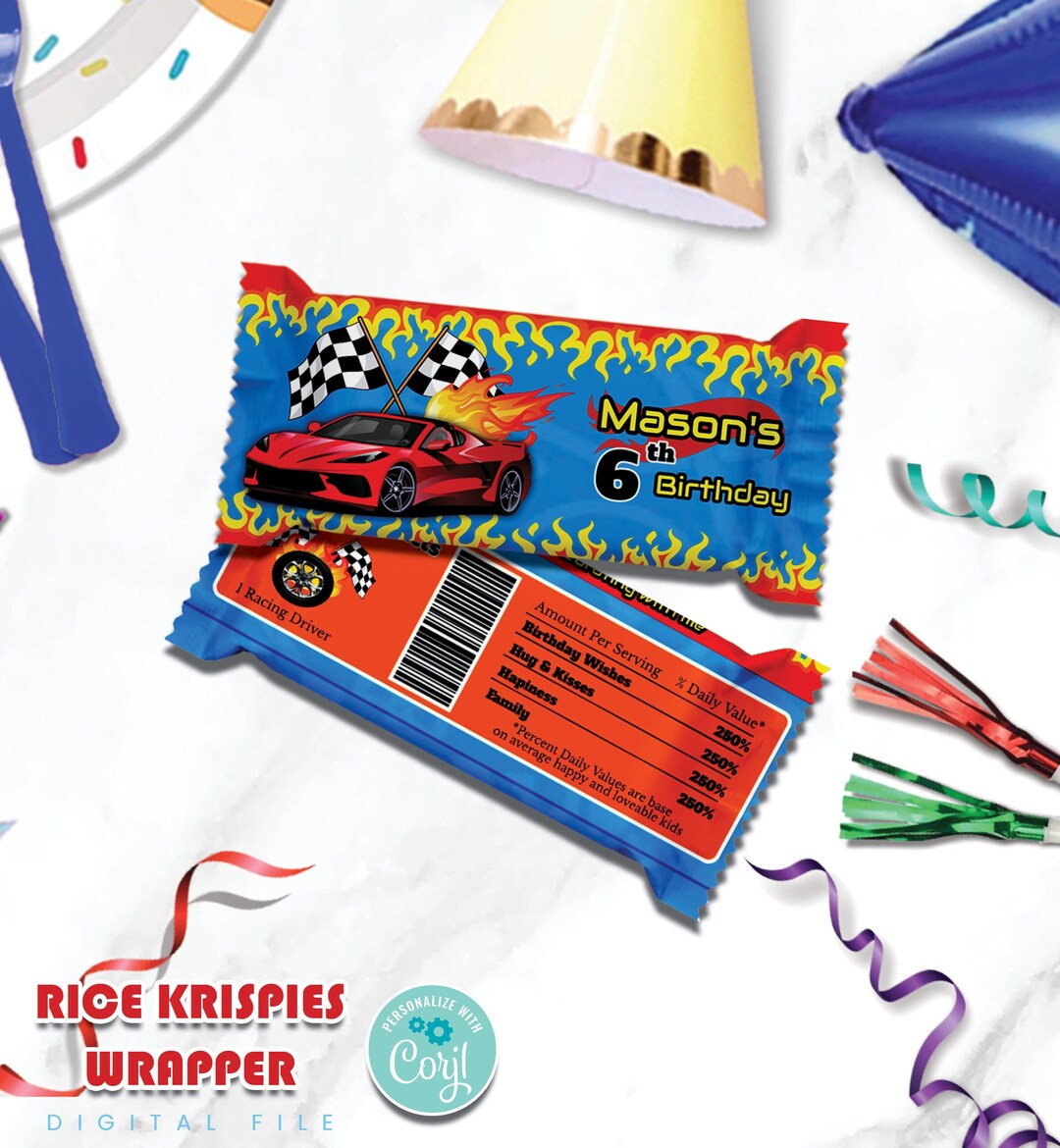 Printable Race Car Rice Krispies Wrapper Race Car Snack Bar - Etsy UK