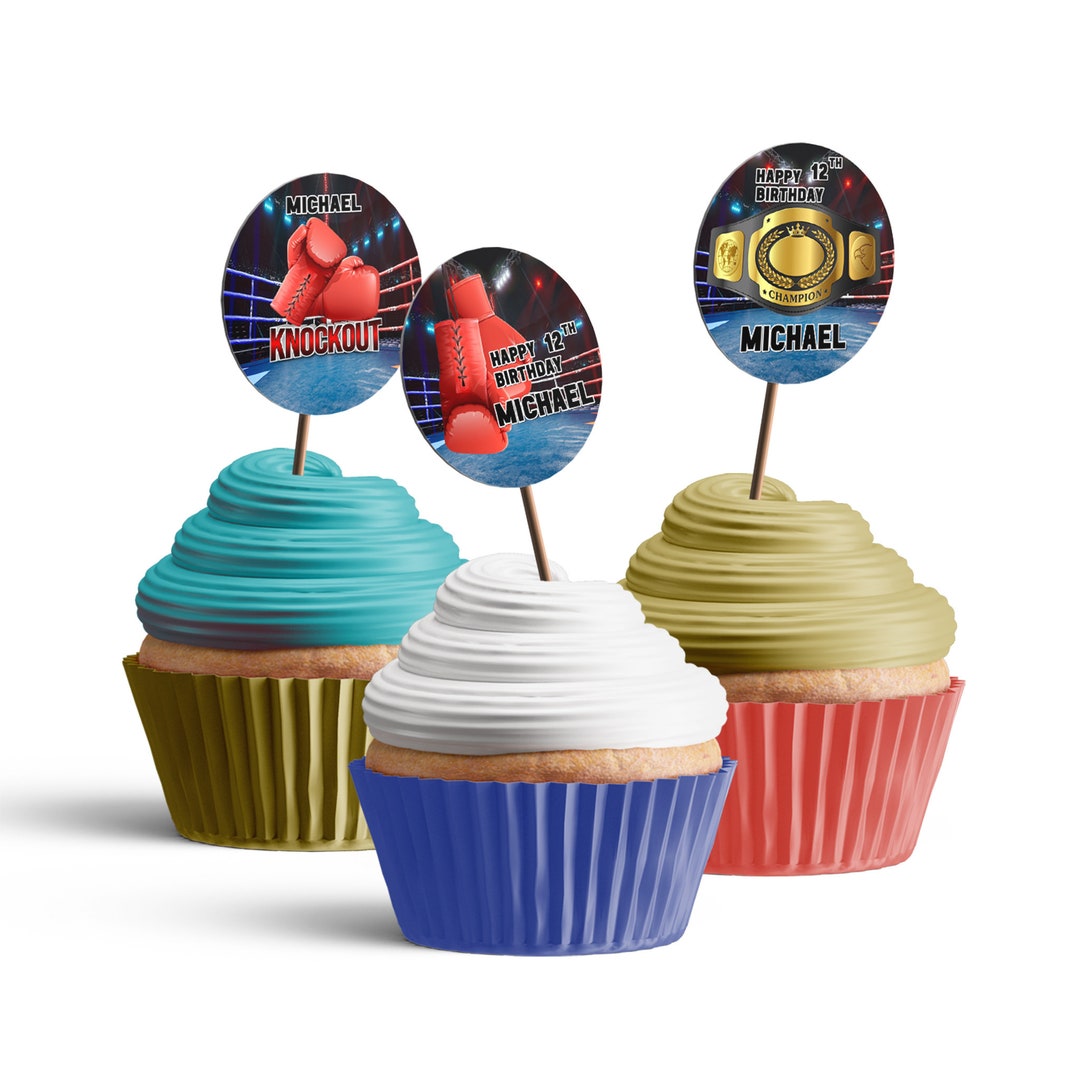 Printable Boxing Cupcakes Topper Fight Night Party Cupcakes Topper ...