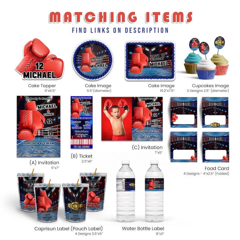 Personalized Boxing Birthday Cake Topper | Editable Corjl Template BO01 ...