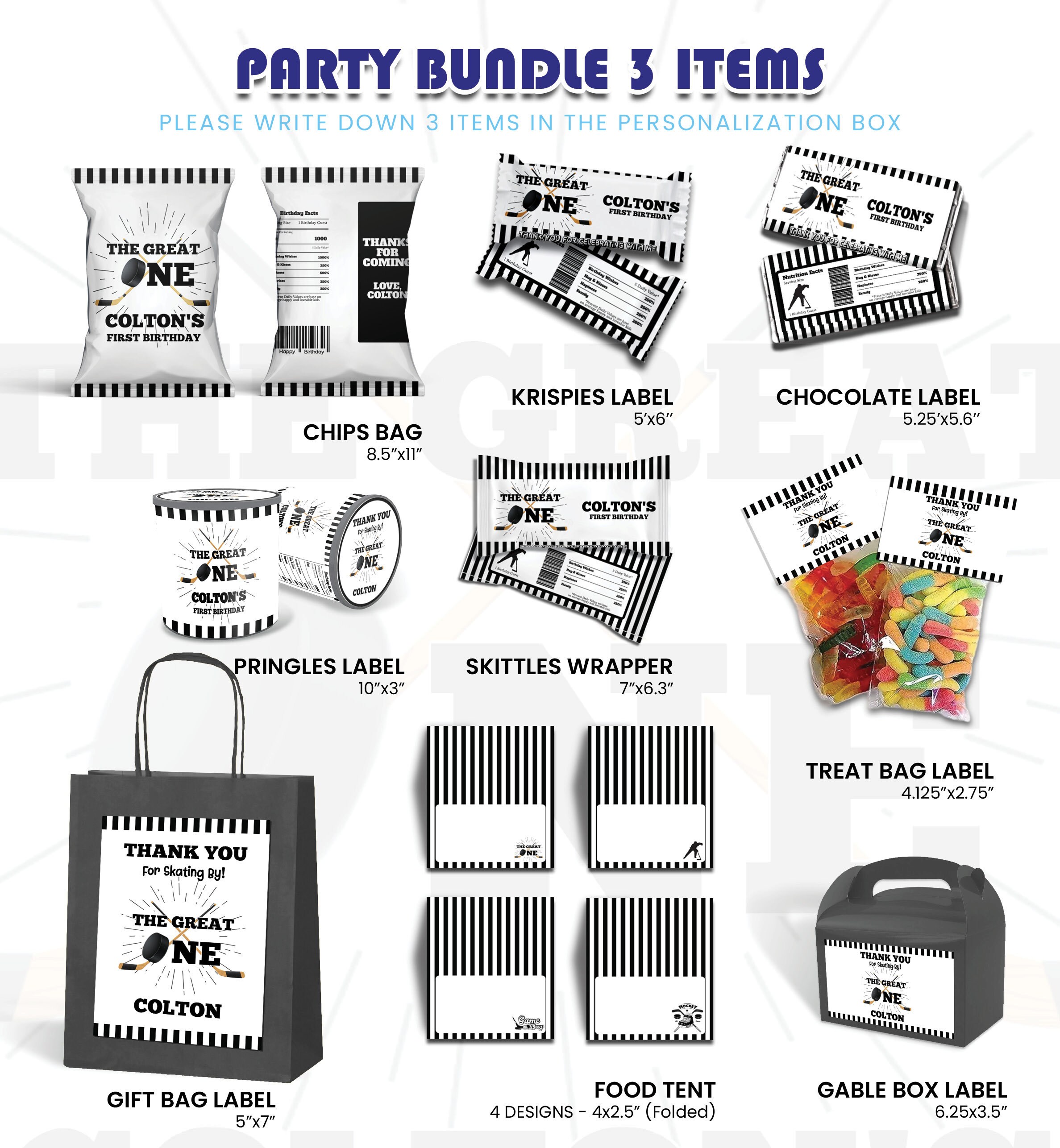 Printable Hockey 1st Birthday Party Bundle 3 Items Hockey - Etsy