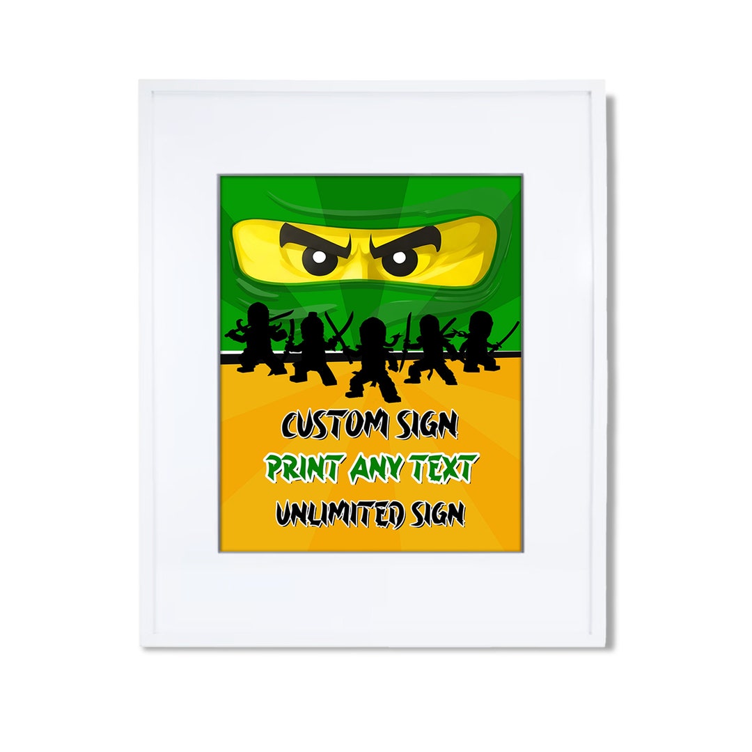 Printable Ninja Birthday Sign Ninja Brick Custom Sign Ninja Figure ...