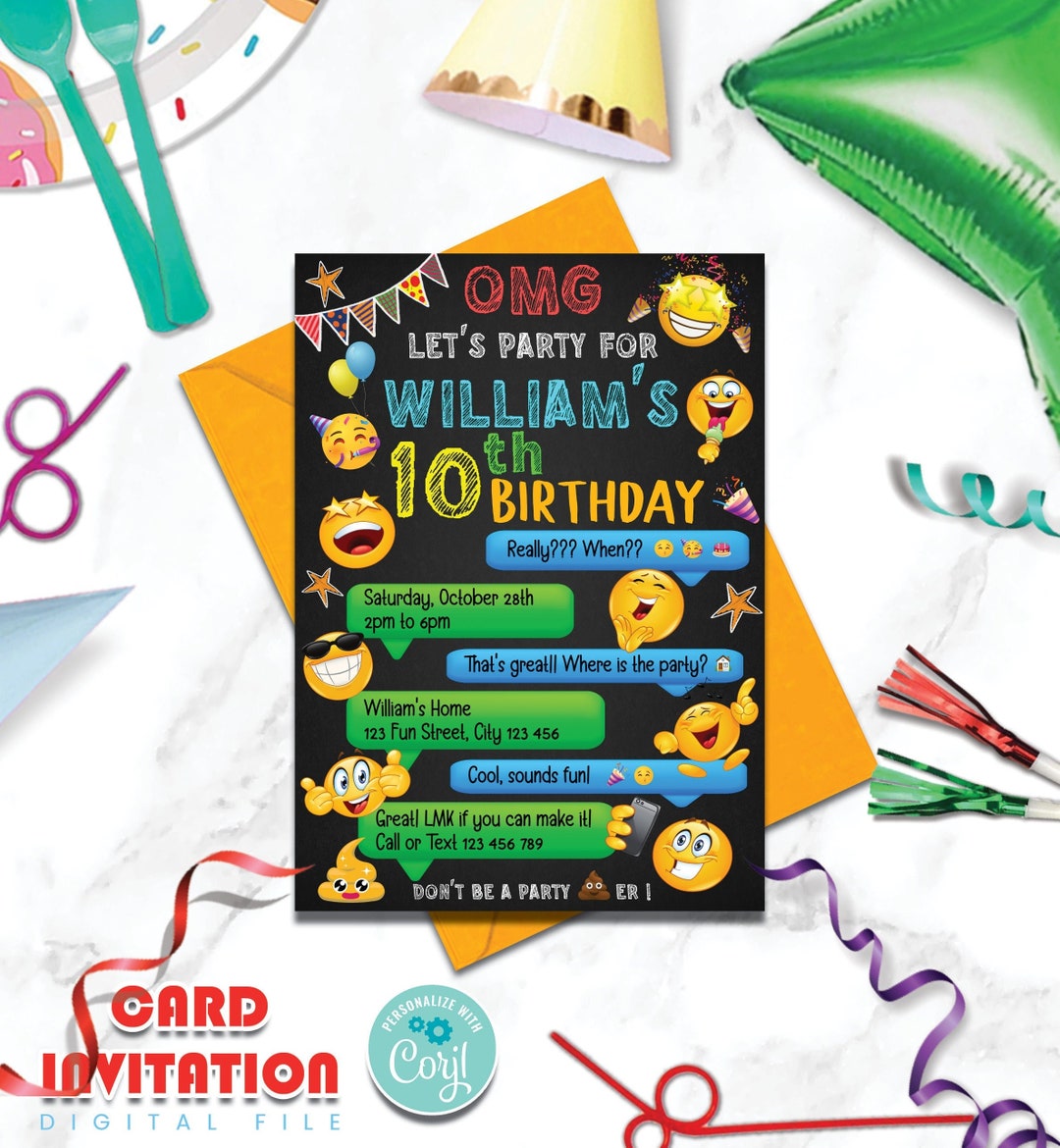 Emoji Birthday Invitation Emoji Invitation Invitation Emoji Emoji Tie ...