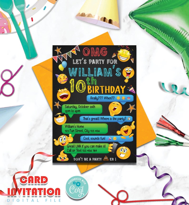 Emoji Birthday Invitation Emoji Invitation Invitation - Etsy