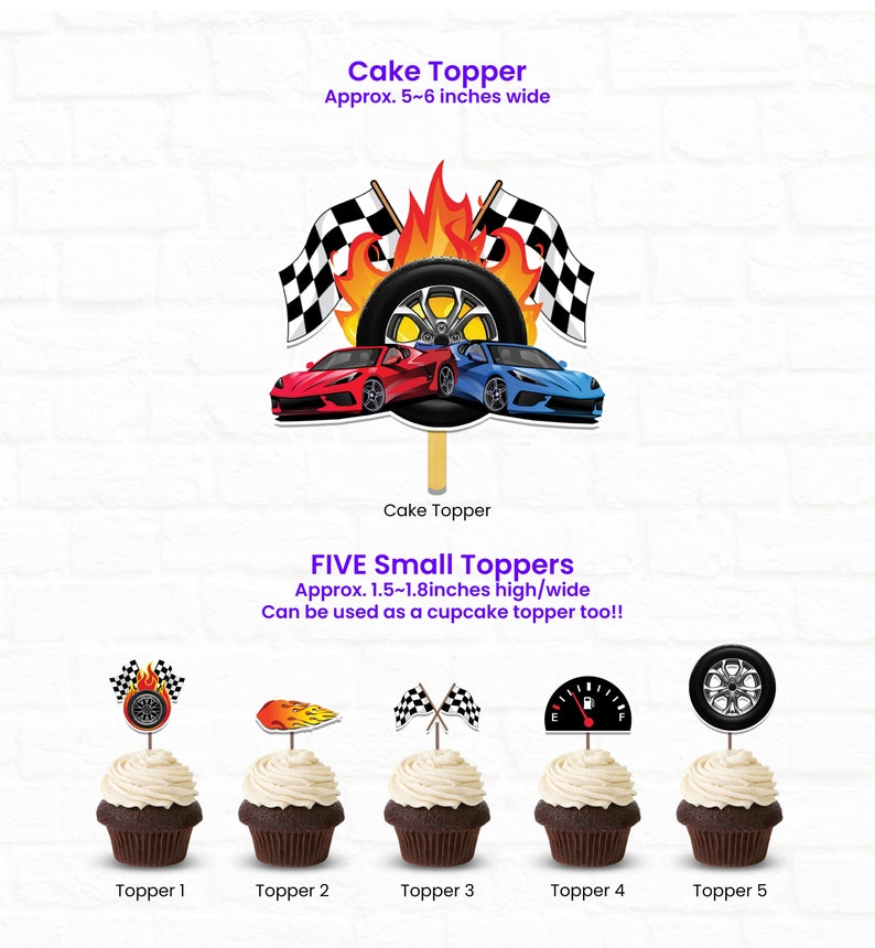Printable Race Car Cake Topper | Birthday Party Banner (instant ...