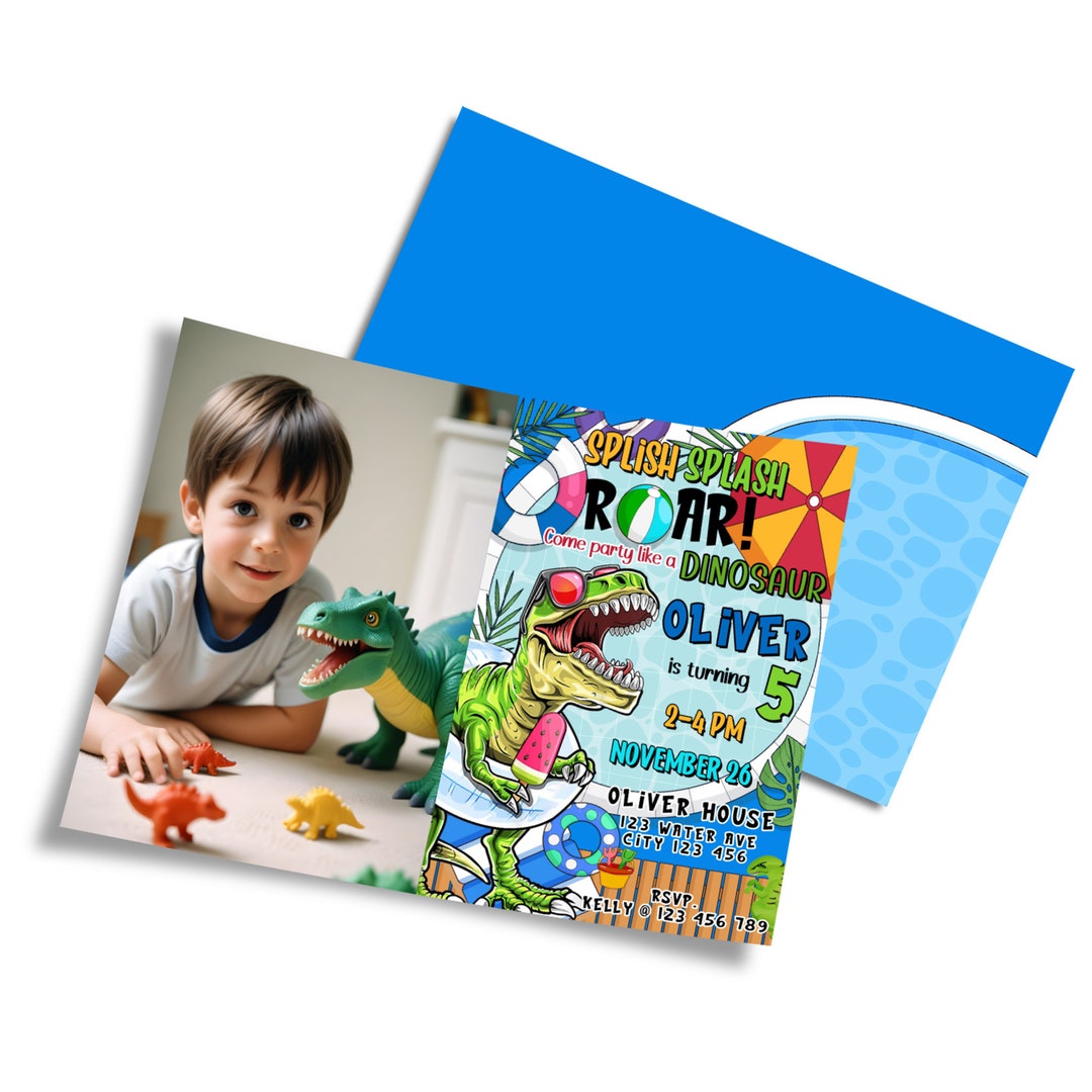Printable Dinosaur Birthday Invitation T-rex Birthday Invitation With ...