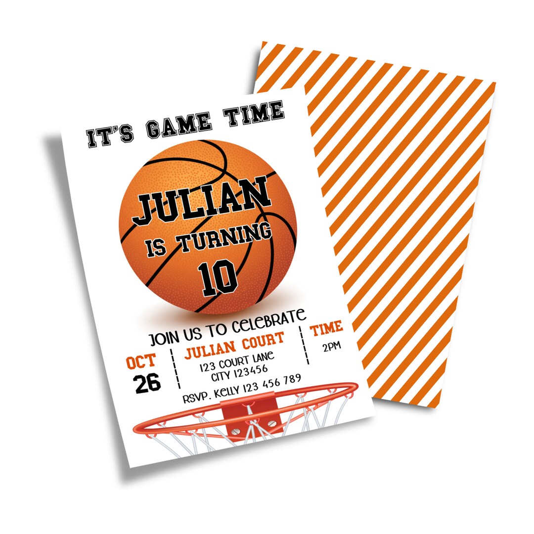 Printable Basketball Birthday Invitation Template Basketball Birthday ...