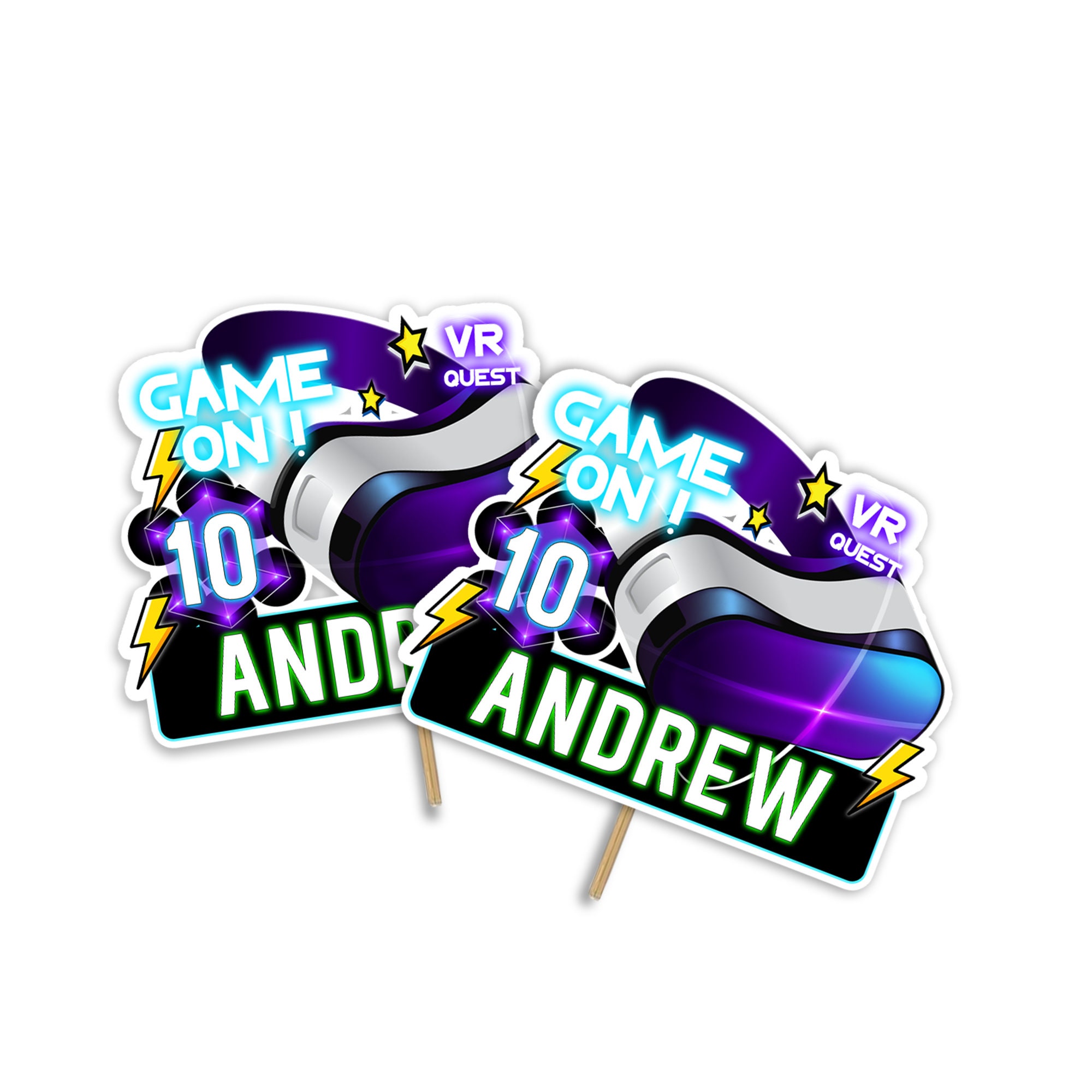 Virtual Reality Cake Topper | Gamer Birthday, Editable Template ...