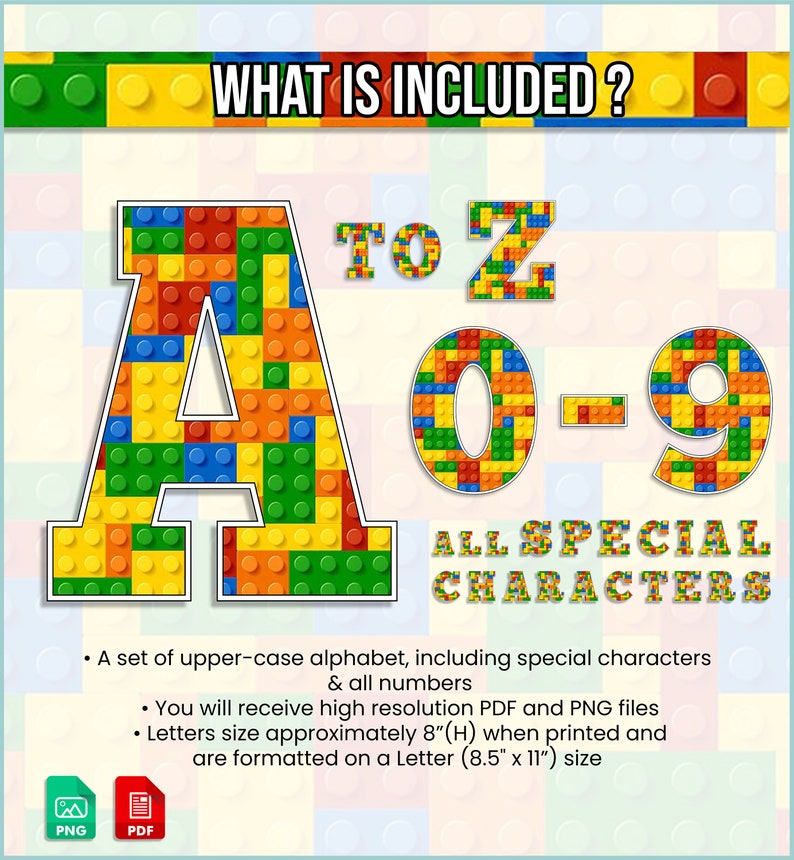 Bricks Alphabet PNG Building Blocks Birthday Banner Bricks - Etsy