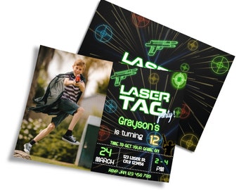 Laser Tag Party,laser Tag Invitation,custom Face Invites,video Birthday ...