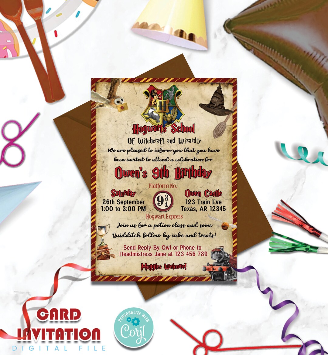 Printable Wizard Invitation Magical Wizard Birthday Invitation Magic ...
