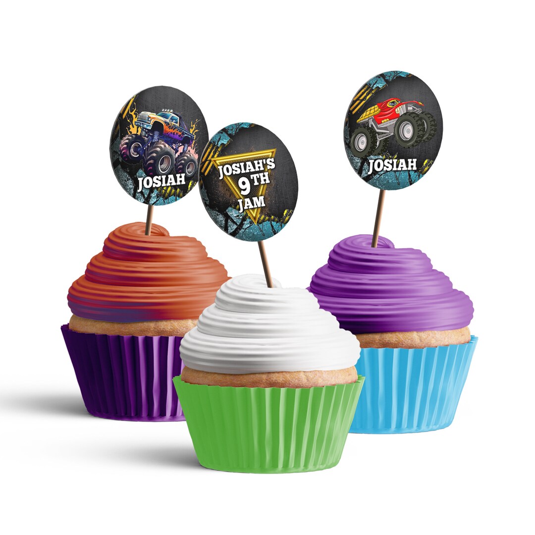 Monster Truck Cupcake Topper Monster Truck Cupcakes Topper Monster ...