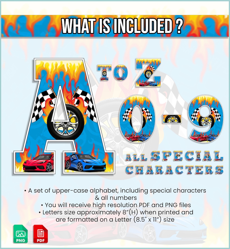 Race Car Alphabet PNG Race Car Birthday Banner Race Car - Etsy