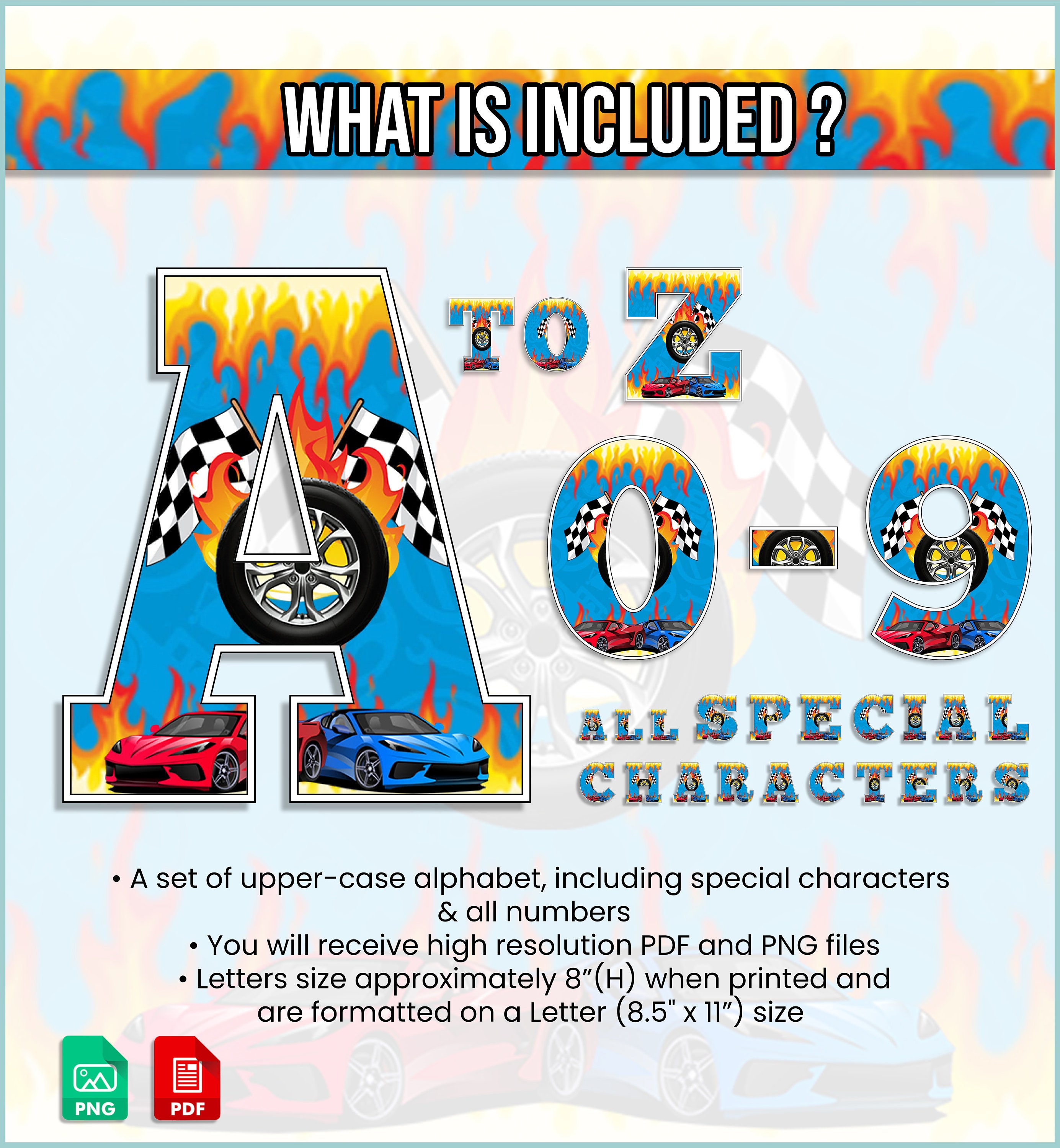 Race Car Alphabet PNG Race Car Birthday Banner Race Car - Etsy UK