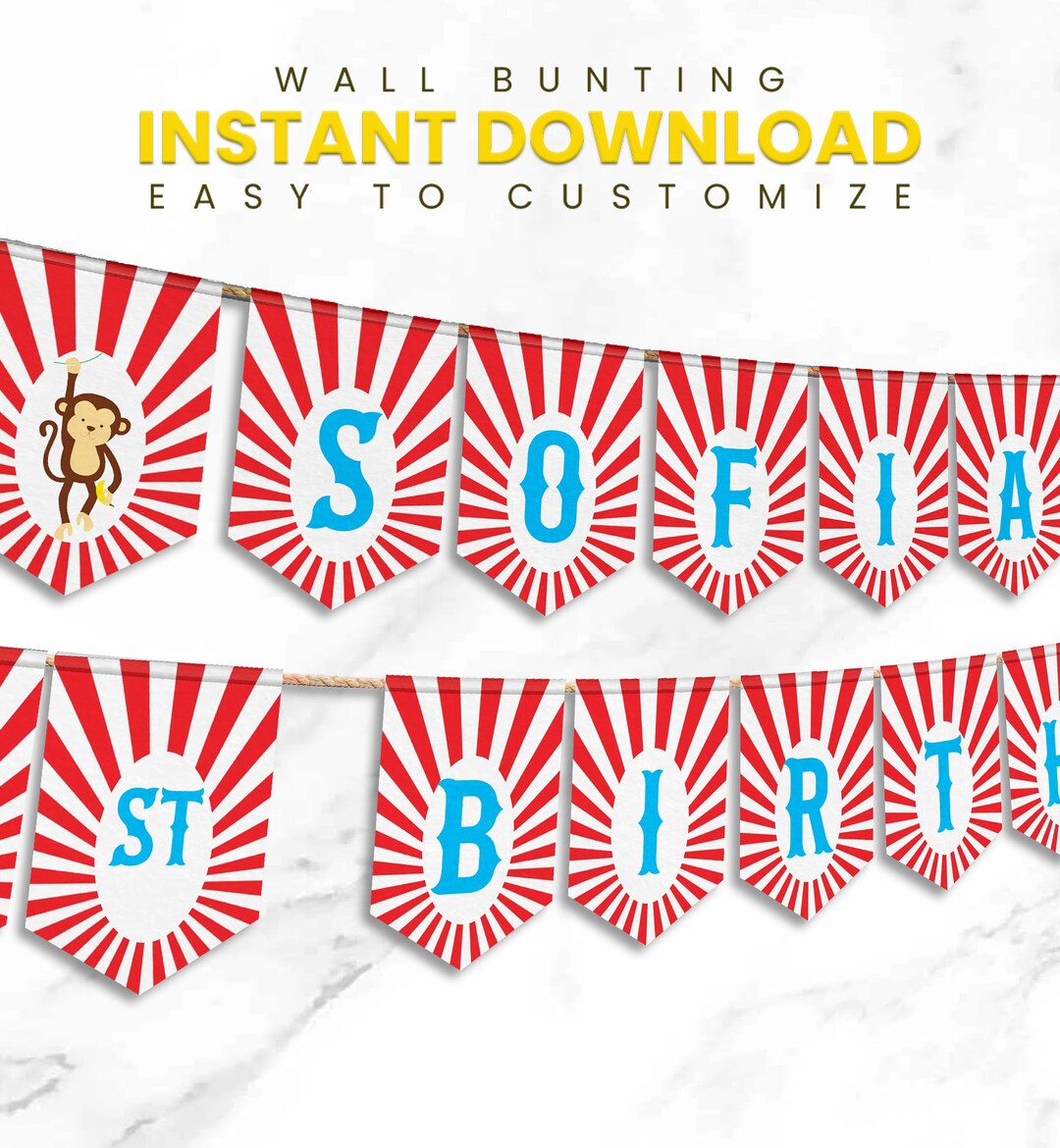 Circus Carnival Bunting Circus Tent Bunting Carnival Banner Instant ...