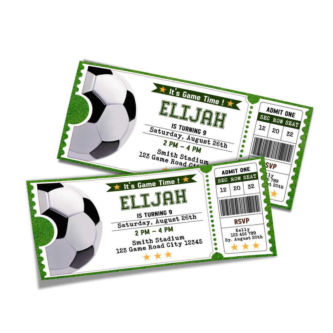 Soccer Birthday Ticket Invitation | Soccer Game Ticket Party | Birthday ...