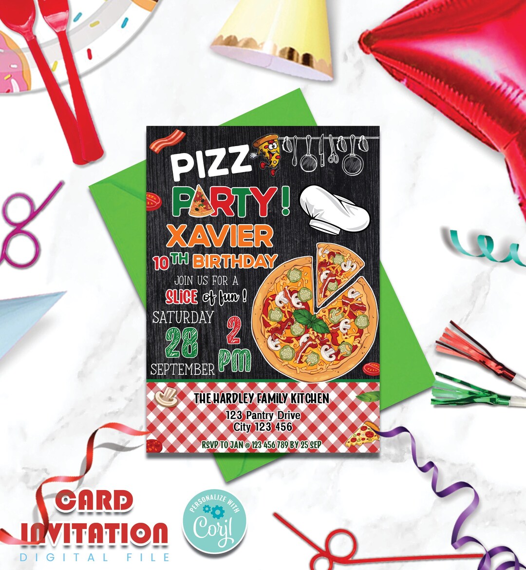 Editable Pizza Party Birthday Invitation Template Printable - Etsy