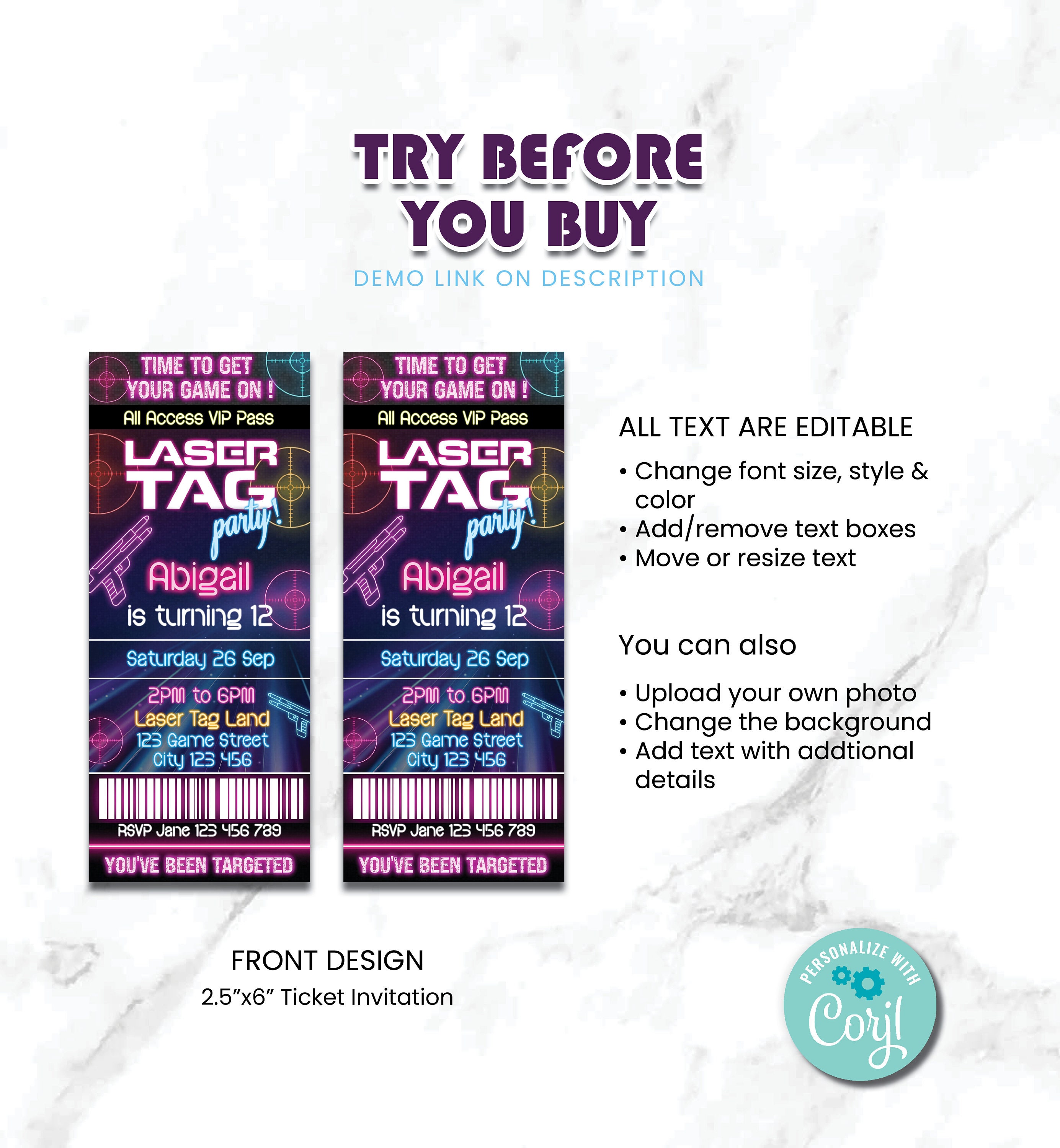 Printable Laser Tag Birthday Invitation | Laser Tag Birthday Party ...