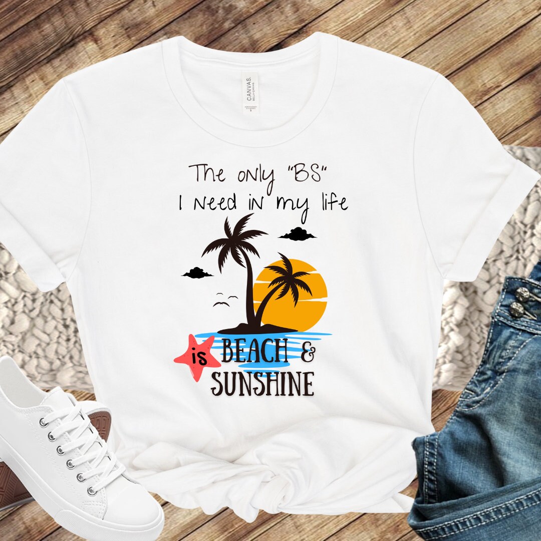 Funny Beach Tee, Beach Sea Breeze and Palm Trees, Womens Beach Tee, the ...