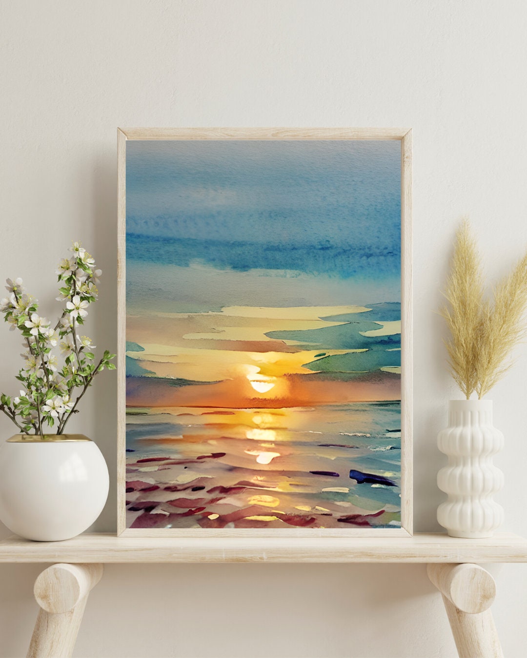 Ocean Sunrise Print Instant Digital Download Water Color Beach Art ...