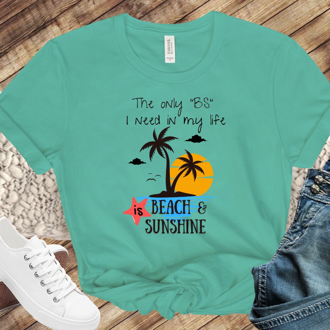 Funny Beach Tee, Beach Sea Breeze and Palm Trees, Womens Beach Tee, the ...
