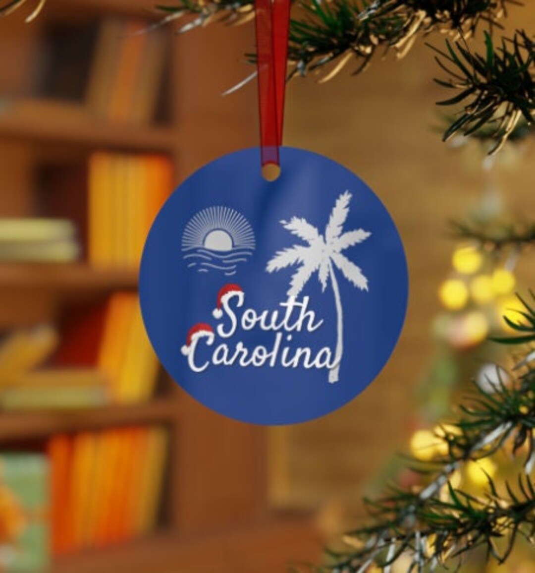 South Carolina Christmas Ornament; Santa Hat SC Ornament; South ...