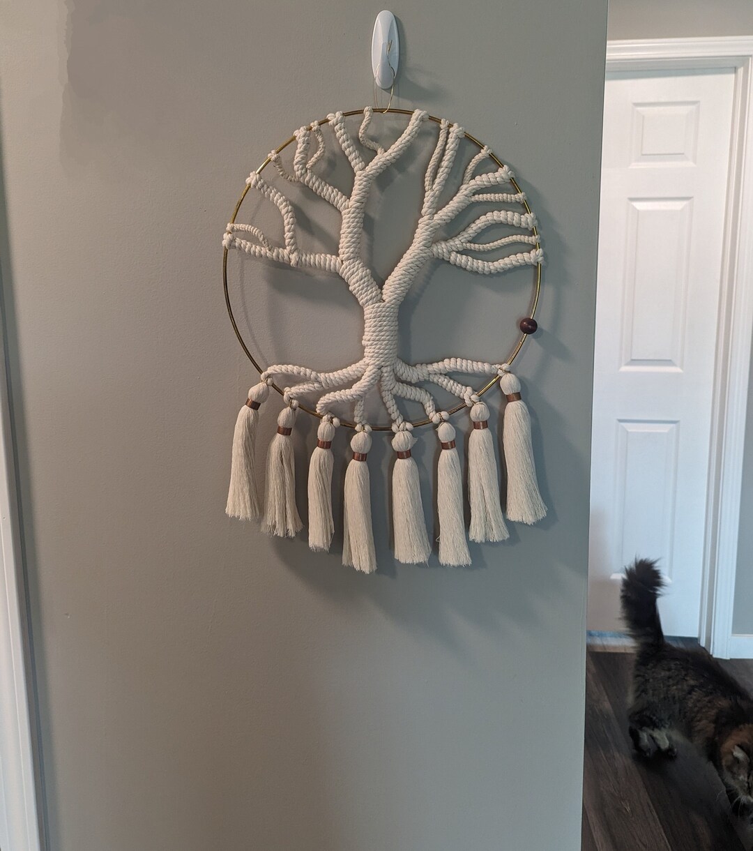Decorative Macrame Golden Hoop With Tree Design With Tassels Wall ...