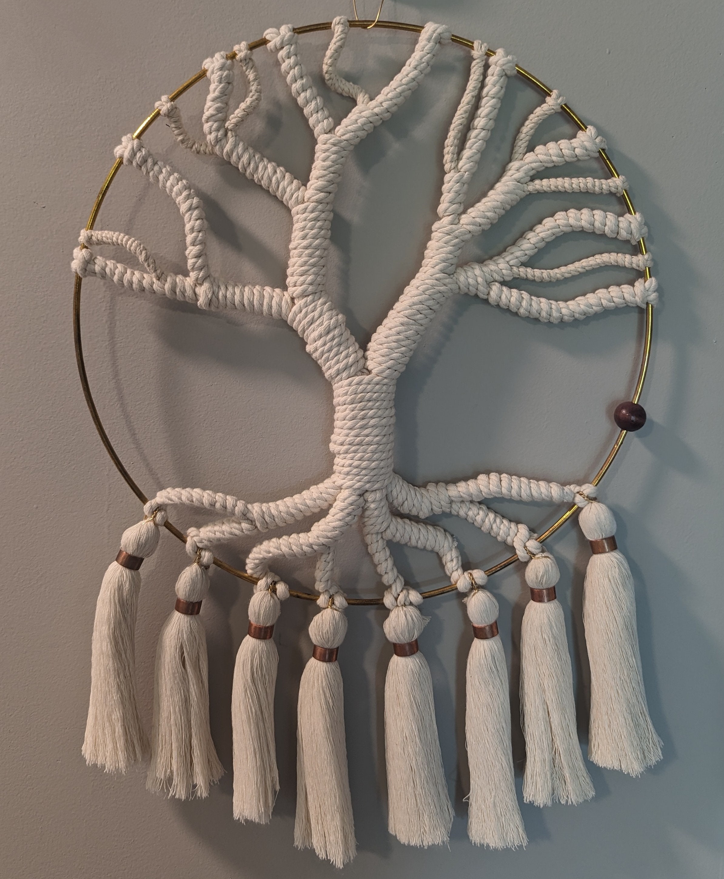 Decorative Macrame Golden Hoop With Tree Design With Tassels Wall ...