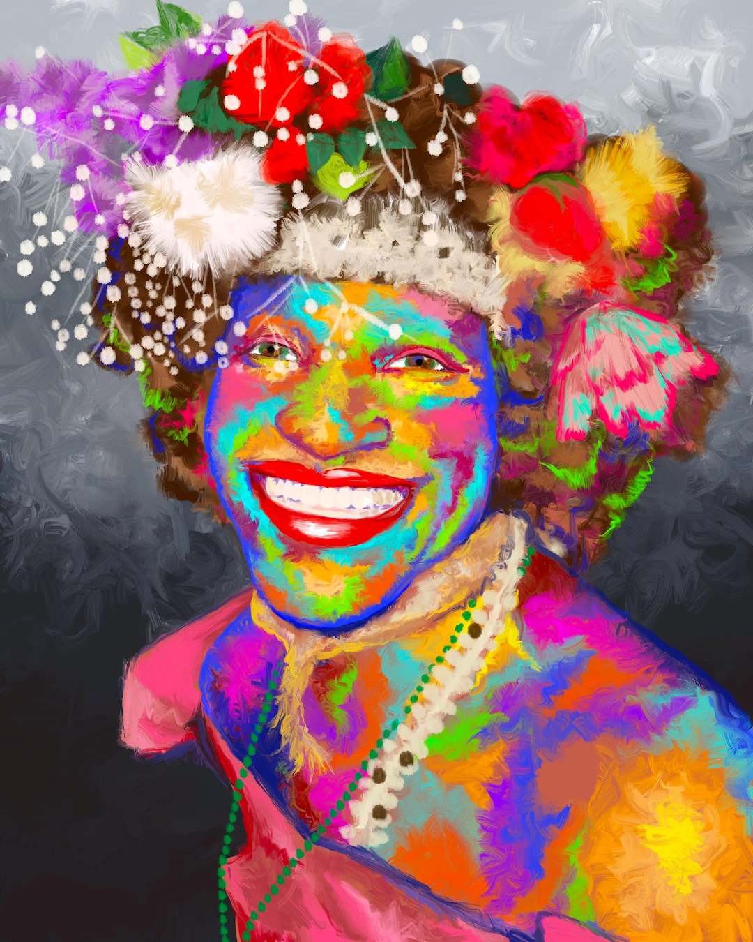 Marsha P. Johnson Portrait - NYC Drag Queen - Gay Rights Advocate ...