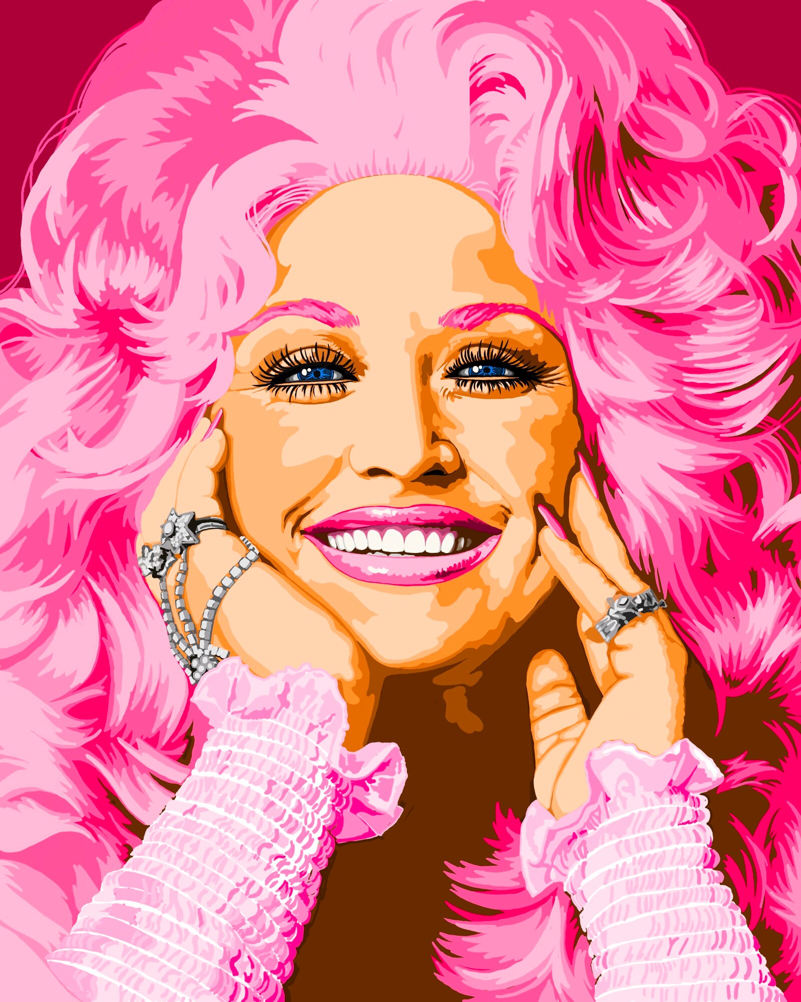 Pink Dolly Parton Portrait Inspirational Country Singer Kindness ...