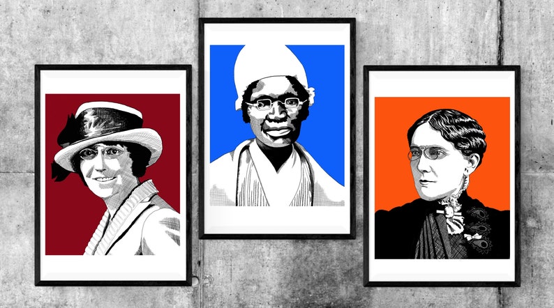 Suffragette Portrait Print Set: Women's Rights Art, Feminist Gift ...