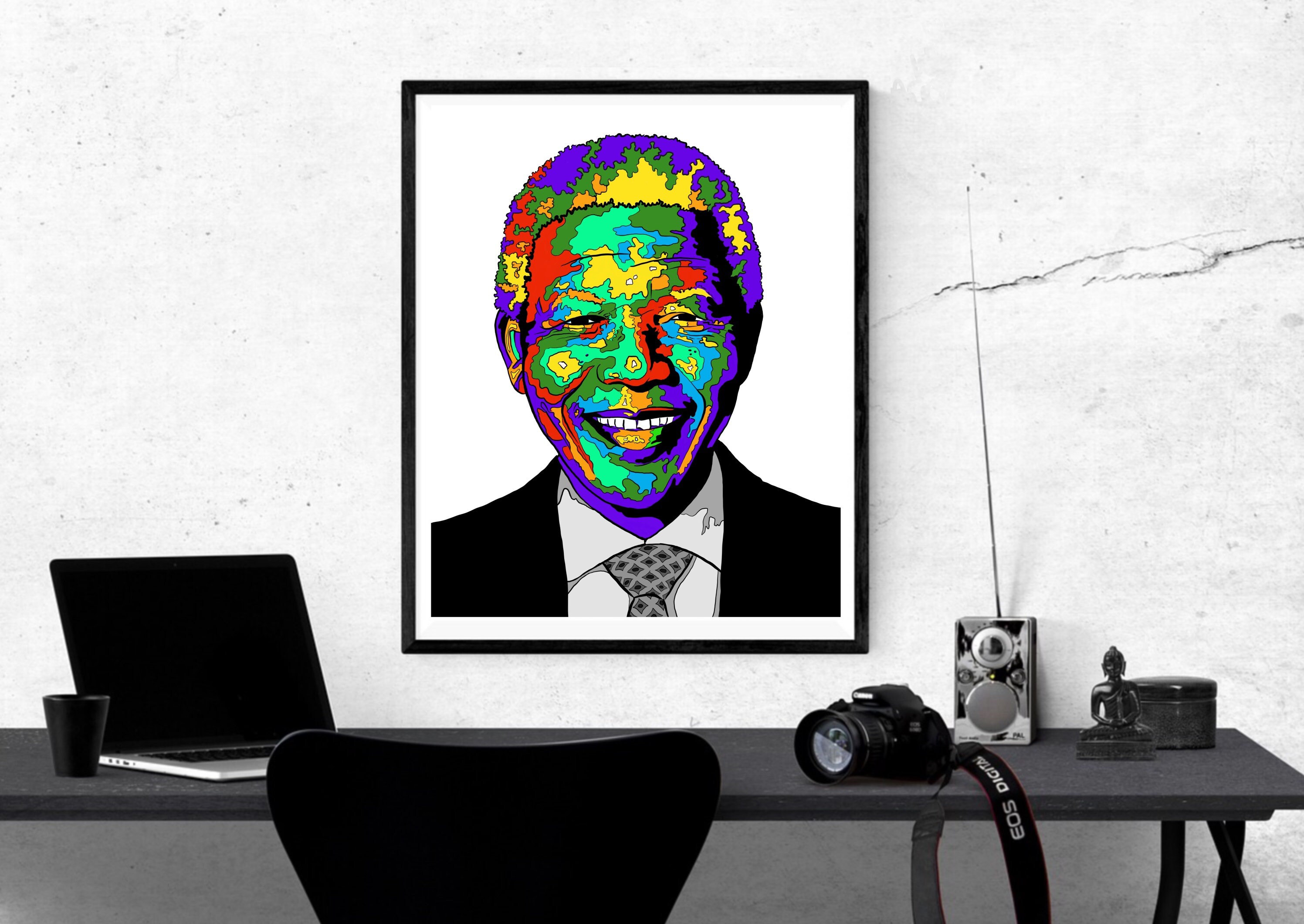 Nelson Mandela Rainbow Nation Portrait - South African President - Anti ...