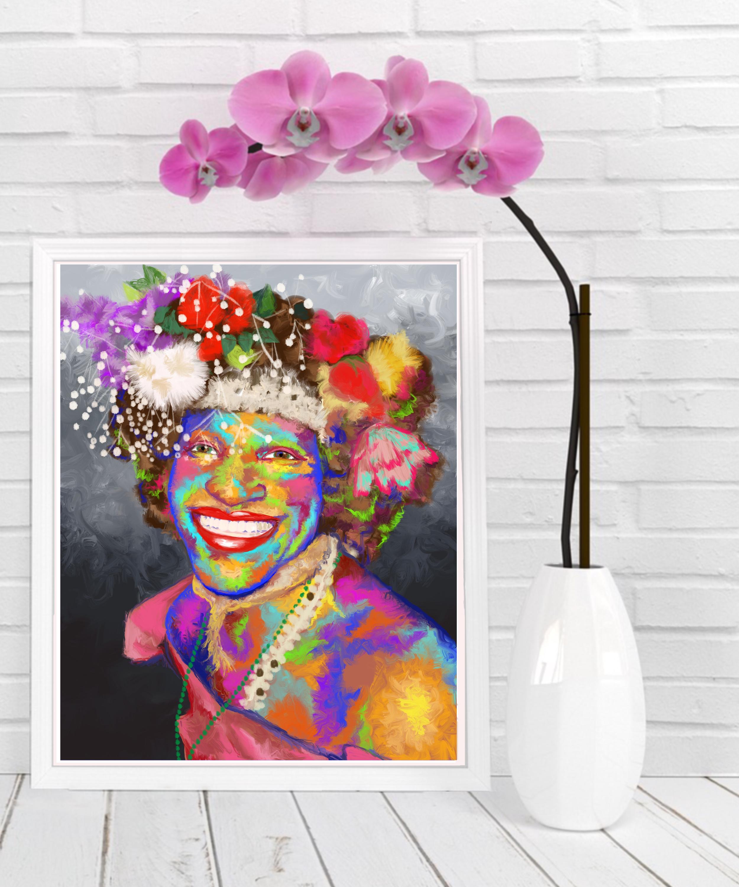 Marsha P. Johnson Portrait - NYC Drag Queen - Gay Rights Advocate ...